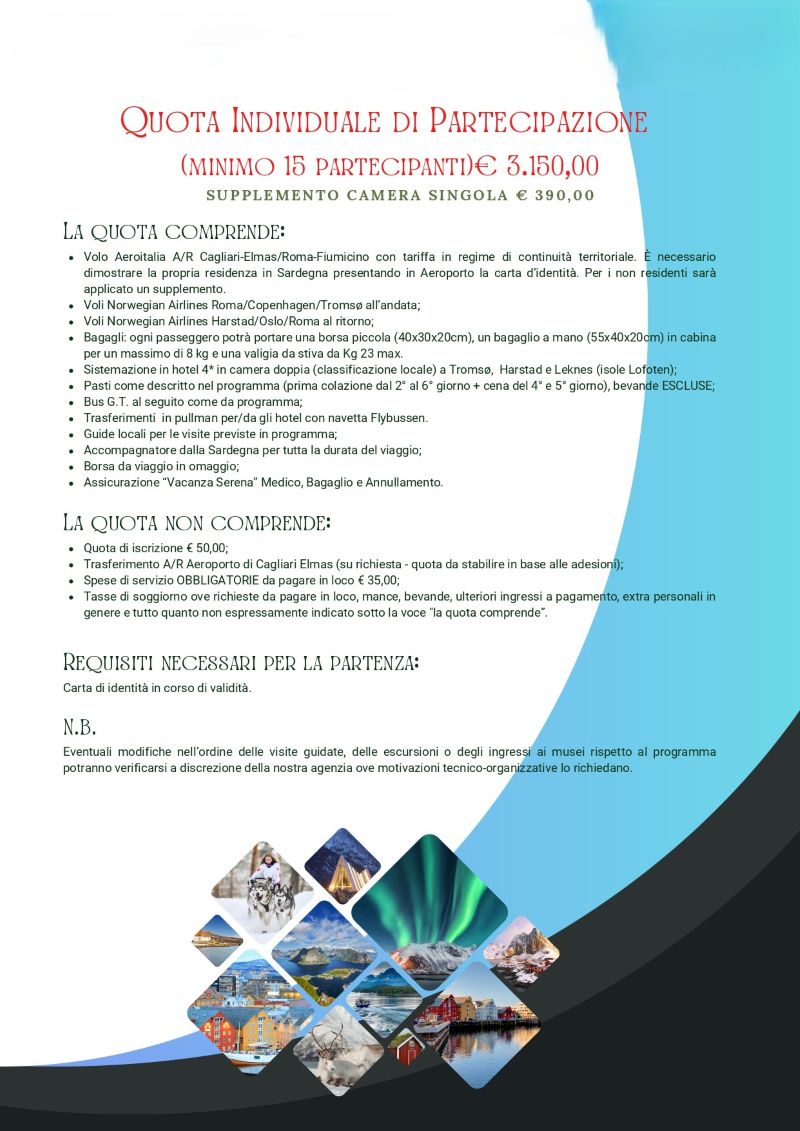 Viaggi di gruppo - Tour Norvegia Aurora Boreale - Enjoy Sardinia